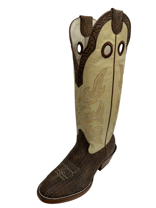 Men's Hondo 2593 Bull Shoulder Buckaroo with Round Toe and Riding Heel ...