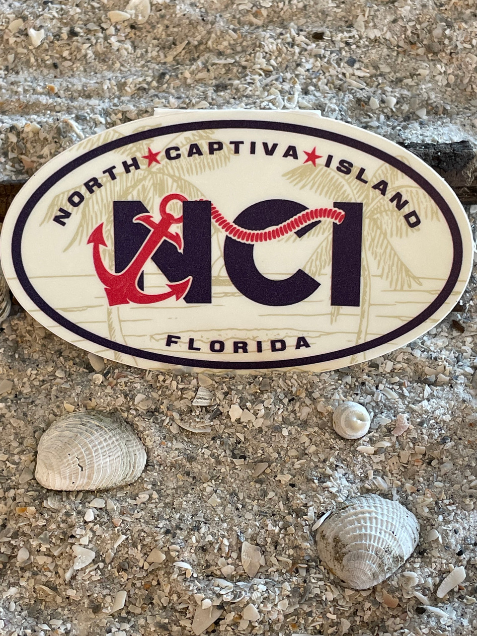 Nautical Initial Oval Sticker - Large