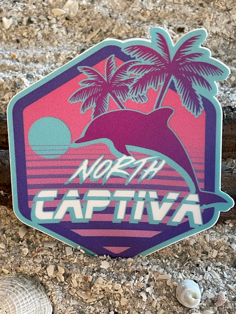 Retro Dolphin Sticker - Large