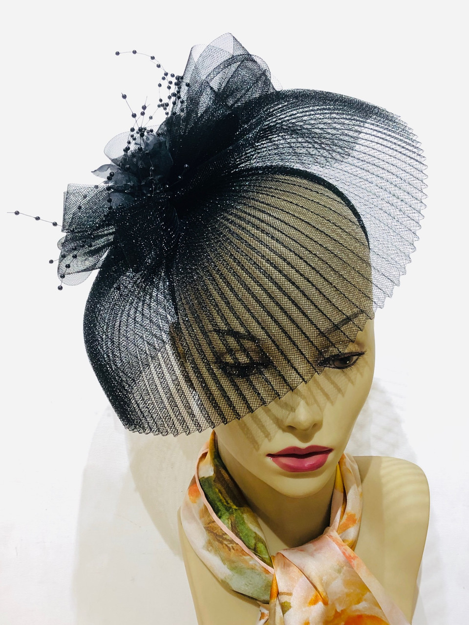 Wavy Black Fascinator - Eve Bari Hats