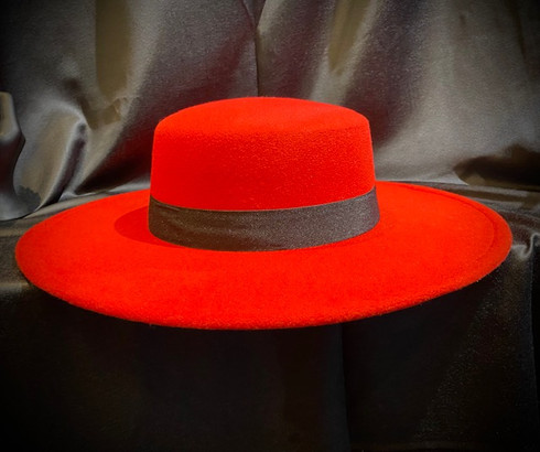 Red And Black Boater Hat