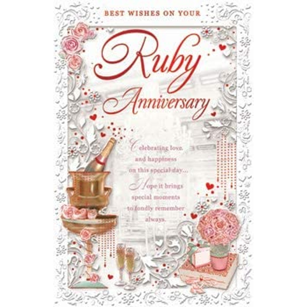 Best Wishes On Your Ruby Anniversary Opacity Card - Occasion Cards
