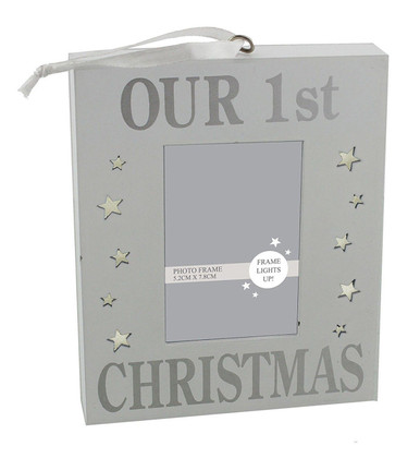 OUR FIRST CHRISTMAS LIGHT UP PHOTO FRAME WALL PLAQUE - 1st Christmas ...