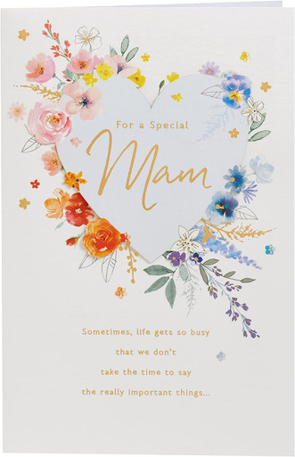 Cute Design With Heart With Watercolour Florals Mam Birthday Card ...