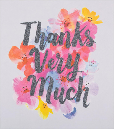 Glitter Finished Thank You Card "Appreciated" - Occasion Cards