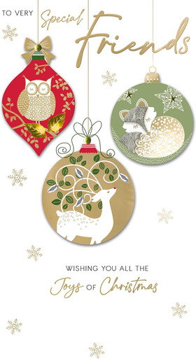 Embellished Hand-Finished Special Friends Baubles Christmas Card ...