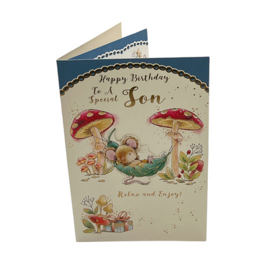 Special Son Mouse Relax On Swing Design Birthday Card - Occasion Cards