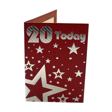 Age 20 Male Traditional Stars Design Birthday Card - Occasion Cards
