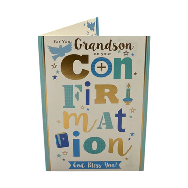 For Grandson On Your Confirmation Bold Lettering Design Religious ...