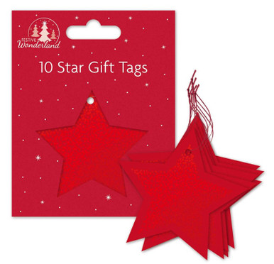 Pack of 10 Christmas Red Star Gift Tags - Occasion Cards