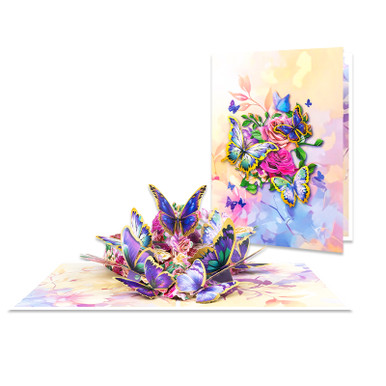 Flutter Bloom 3D Butterfly & Rose Pop Up Card - Occasion Cards