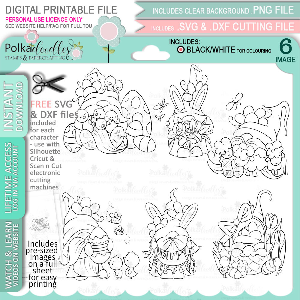 Downloads - Gnome printables - New - Happy Easter Gnomes digital stamps ...