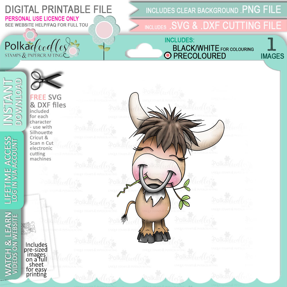 Taurus digital stamp - (COLOUR) printable clipart for cardmaking, craft ...