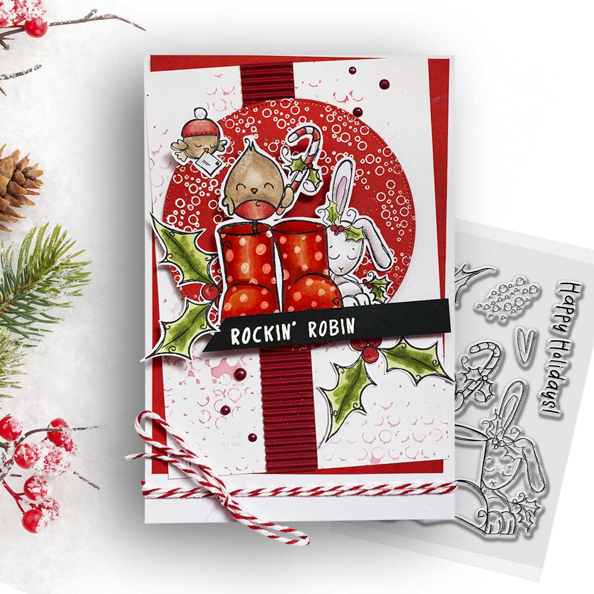 Christmas Boots Robin Bird Holiday clear stamps 3 x 4" - Polkadoodles ...