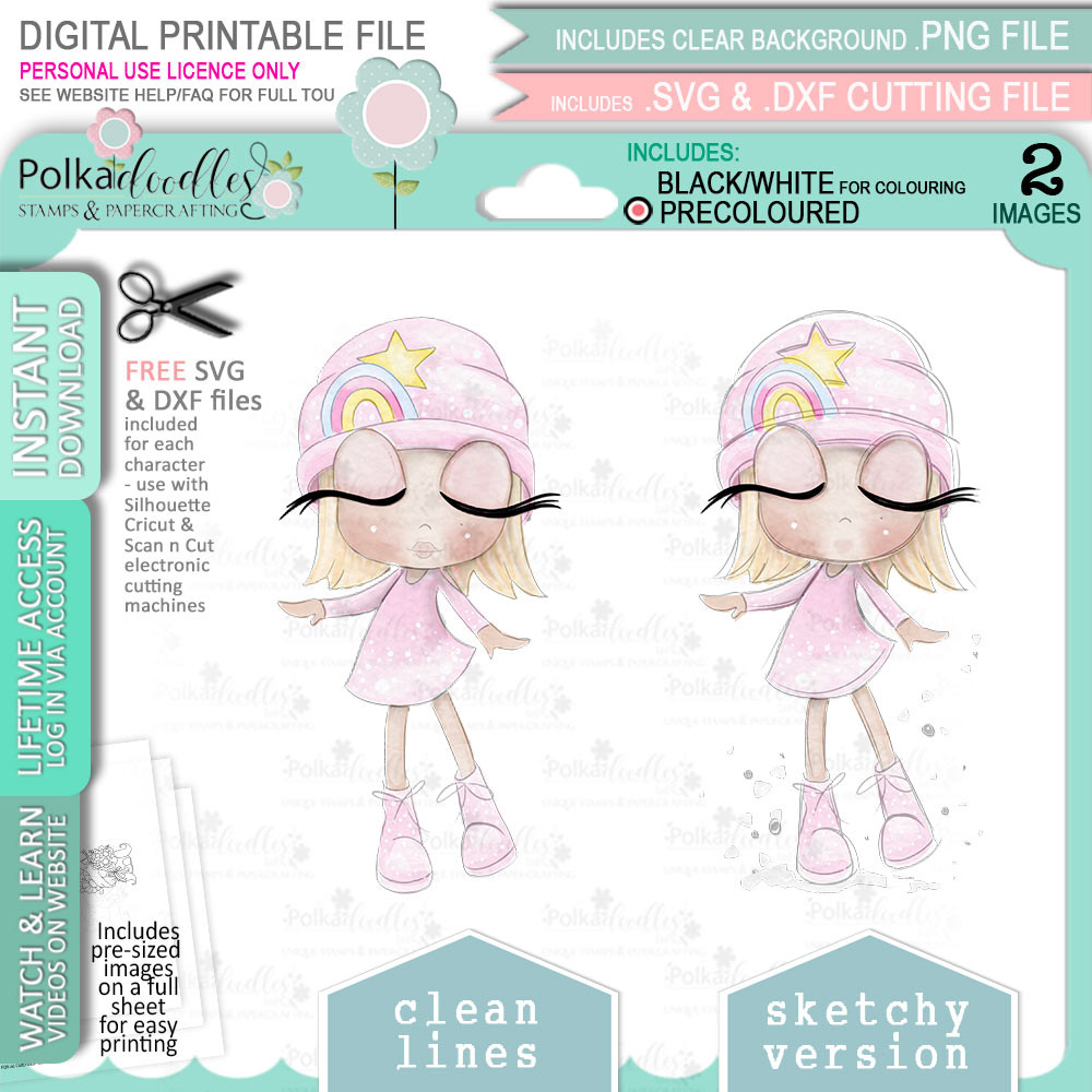 Rainbow Rebel - cute printable craft digital stamp craft download ...