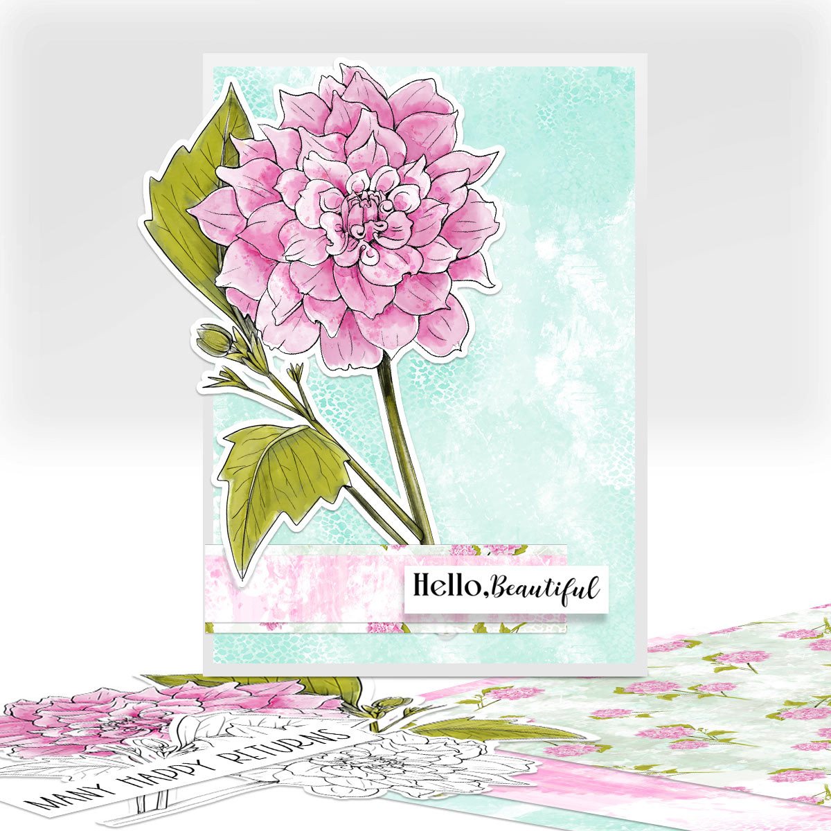 Dahlia Flower 2 - printable craft digital stamp download, SVG, papers ...
