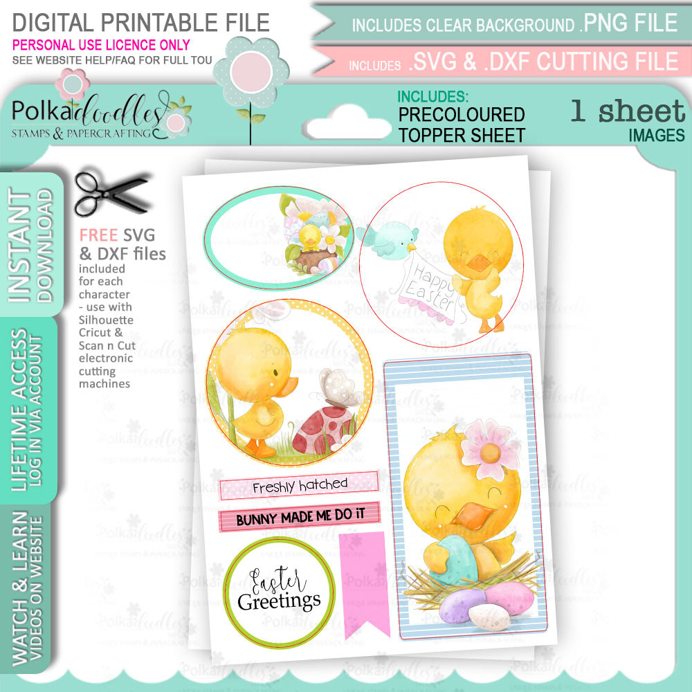 Spring into Easter Topper sheet 5 - cute printable craft digital stamp ...