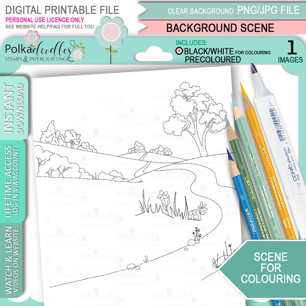 Garden Fence and Birdhouse Country Scene background for colouring ...