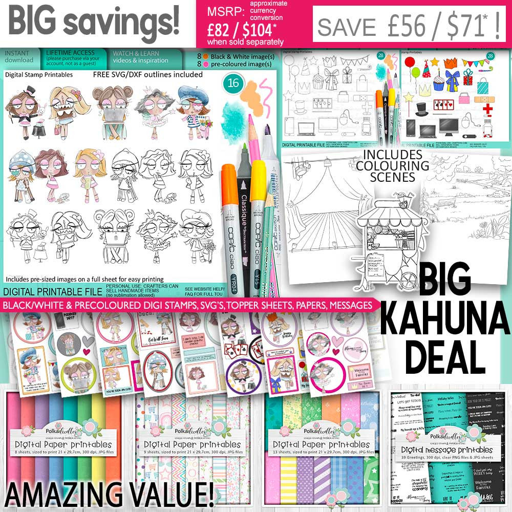 Wanda girl fun printable stamps card making crafts scrapbook