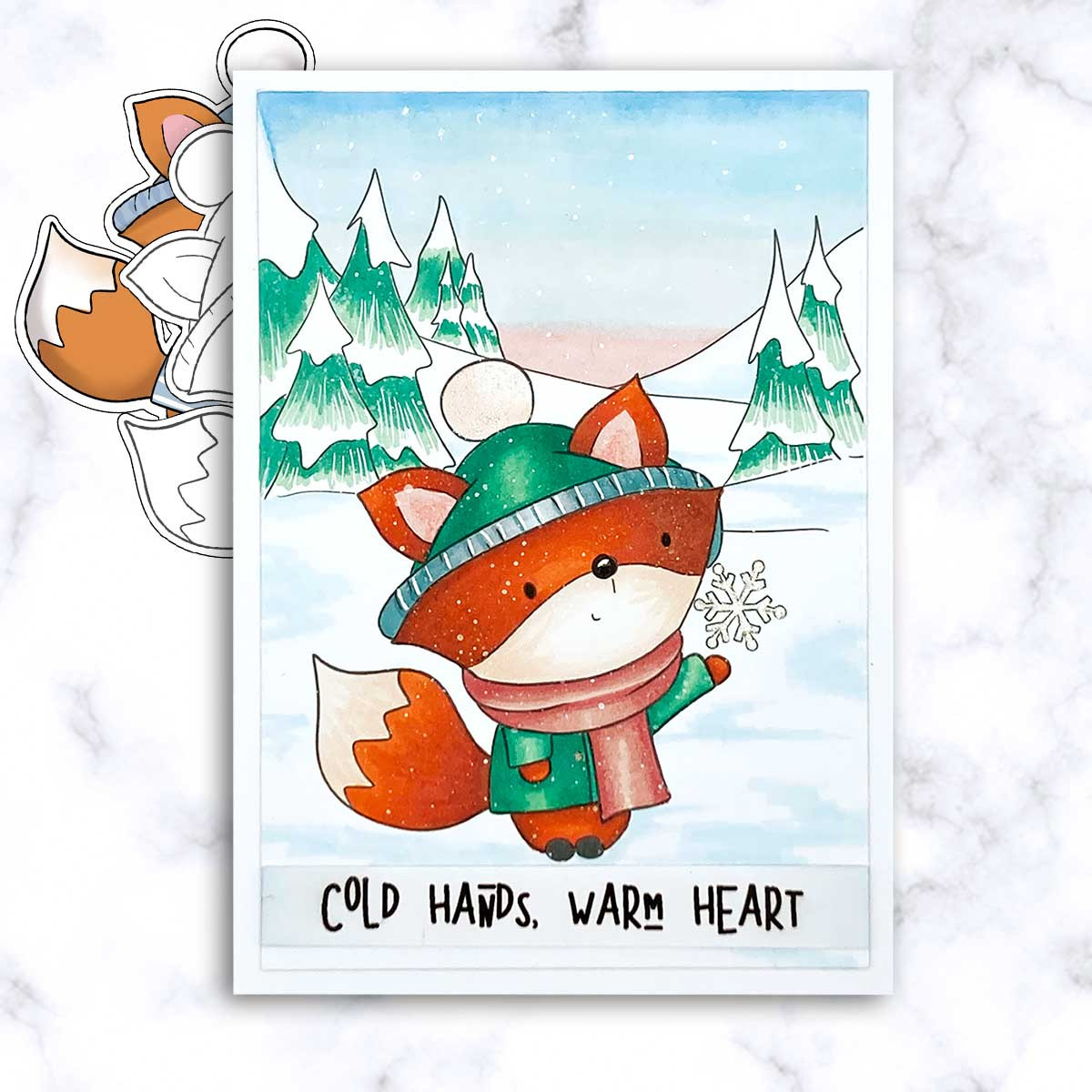 Snowflake Autumn Fall Fox - printable stamp craft card making digital ...