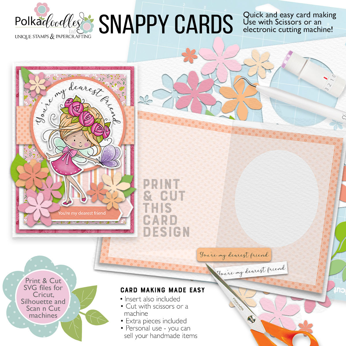 Snappy Card 2 - Quick & easy card making. Winnie Cute girl character ...