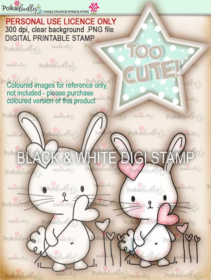 Too Cute Bunny rabbit love digital papercrafting download ...