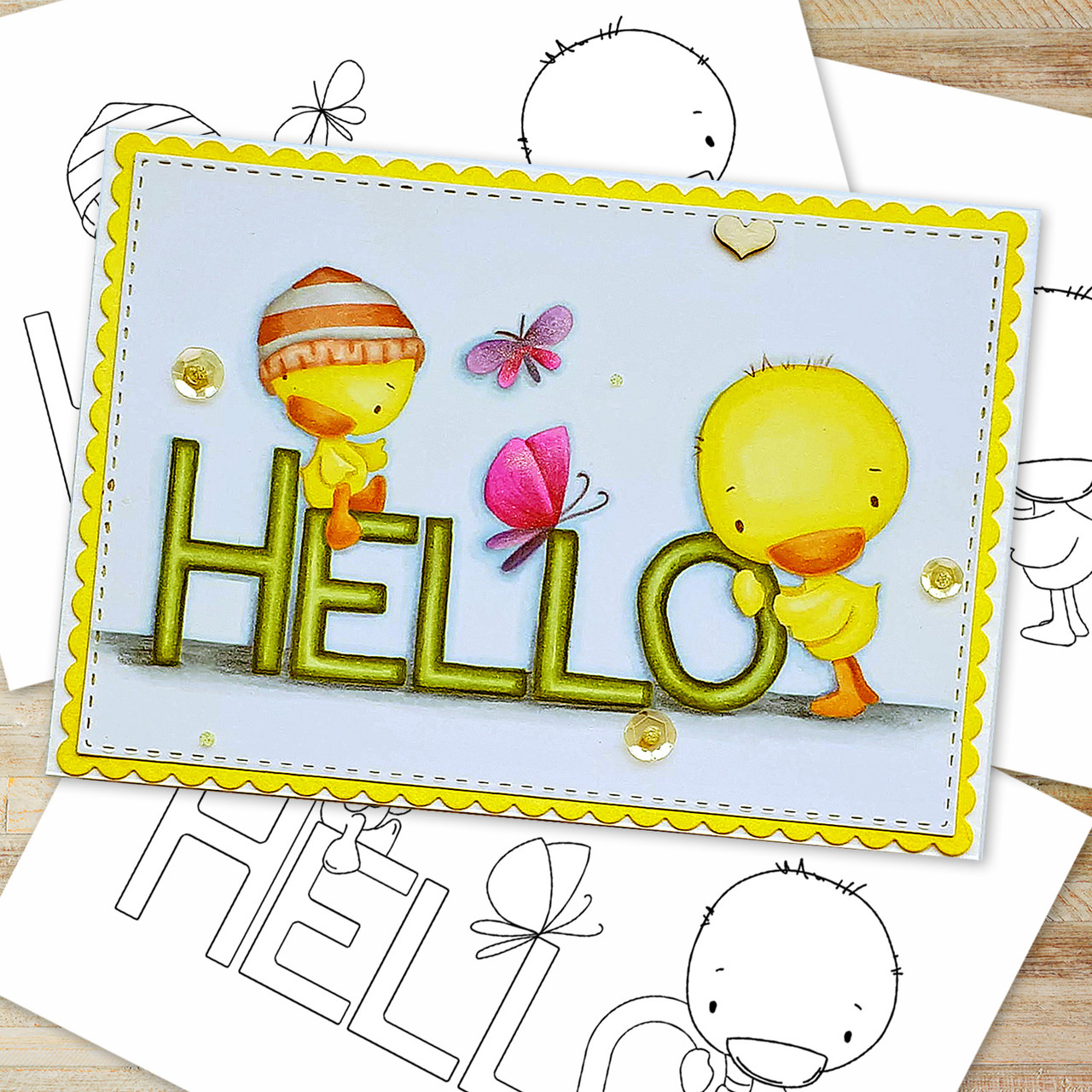 Hello Spring - COLOURED Printable Digital download