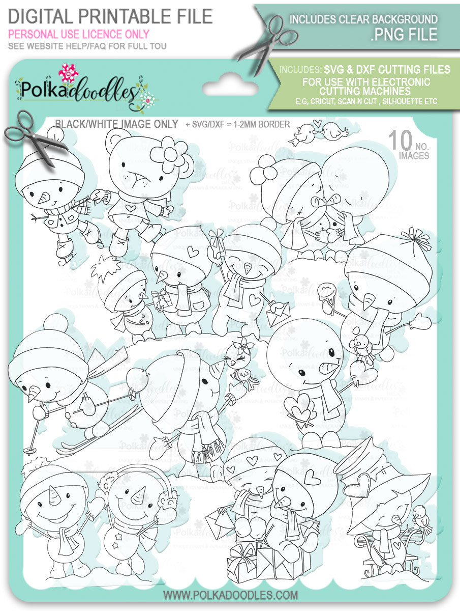 Frosty Winter Smiles Snowmen black and white BUNDLE - TOO Cute digital ...