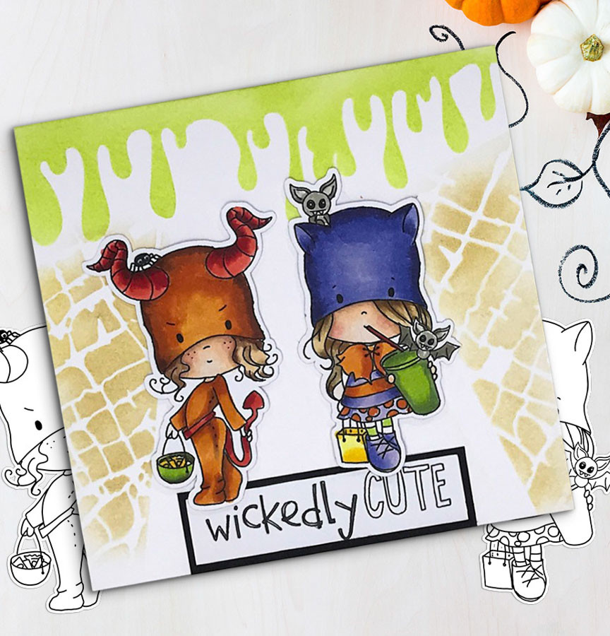 Cute Little Devil Boo Halloween - printable digital stamp download with ...