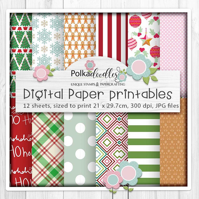 Christmas paper patterns 2 - printable craft card making digital ...