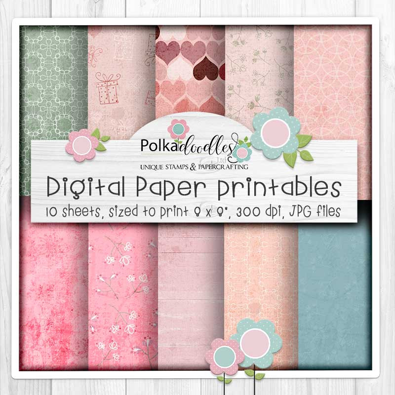 Spring Tons of Love paper patterns 2 - printable craft card making ...