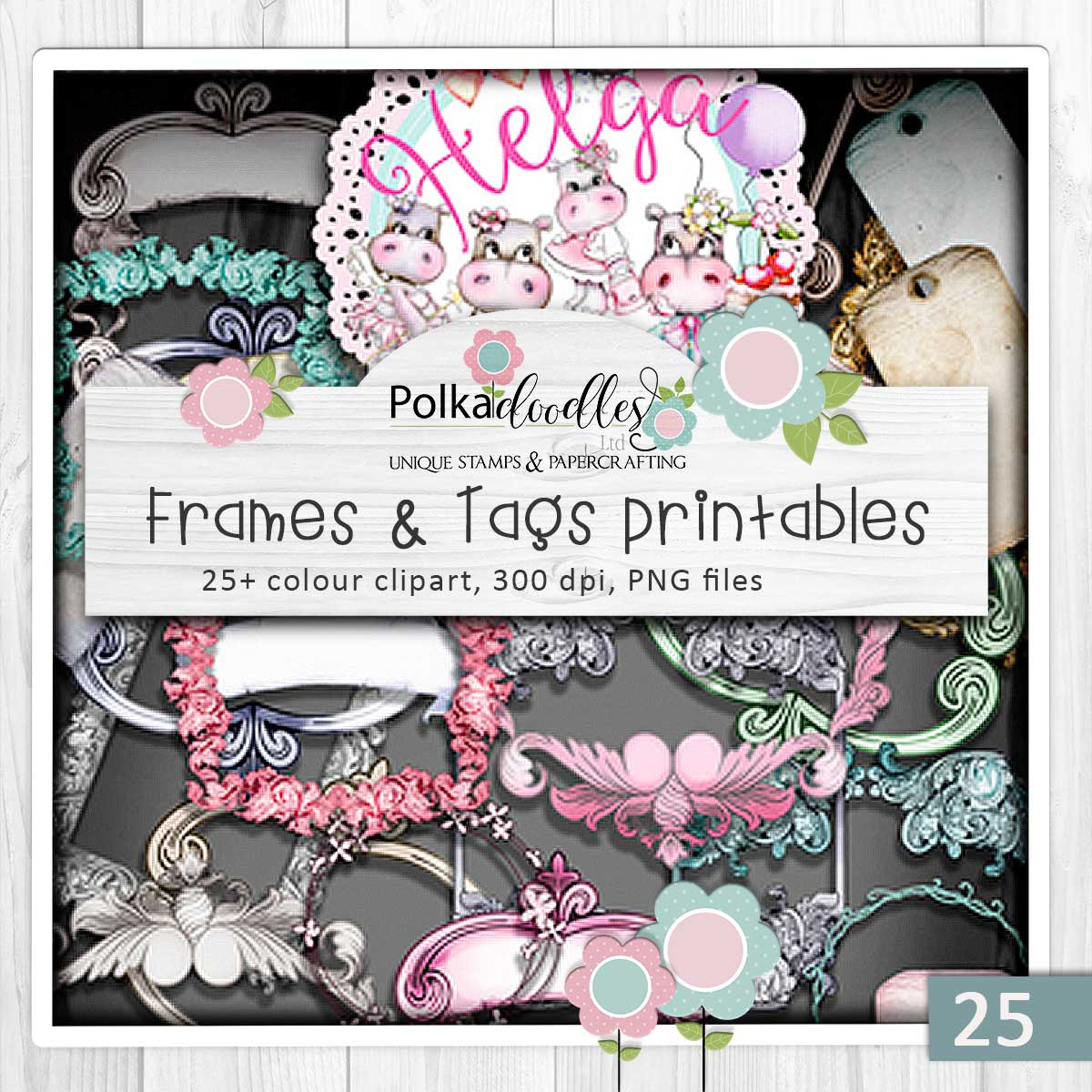 Frames and Tags colour clipart bundle for card making, crafts, digital ...