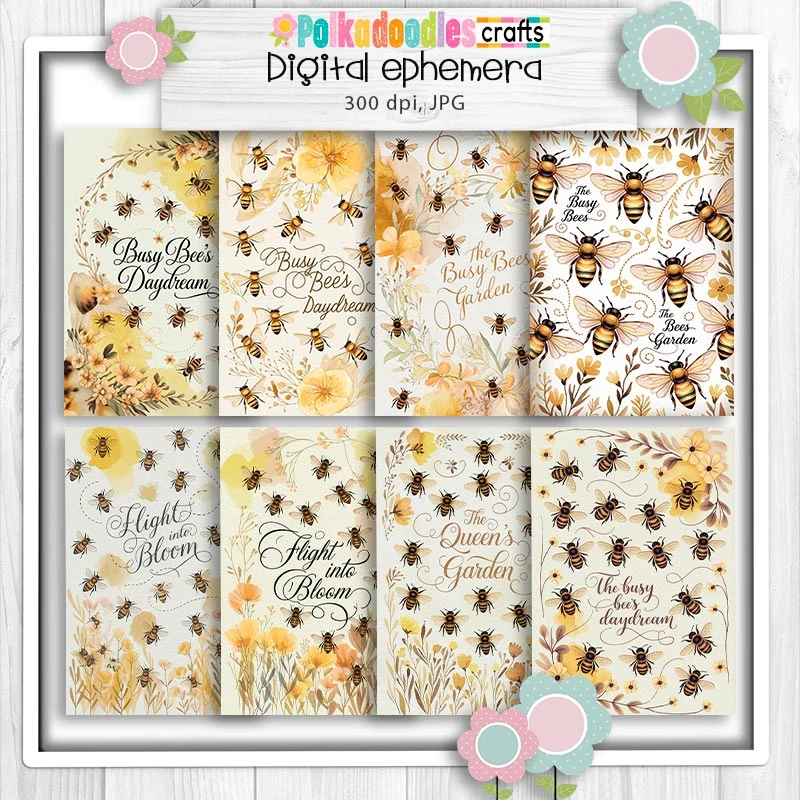 Buzzy Bees Topper sheets printable bundle clipart junk journal download ...