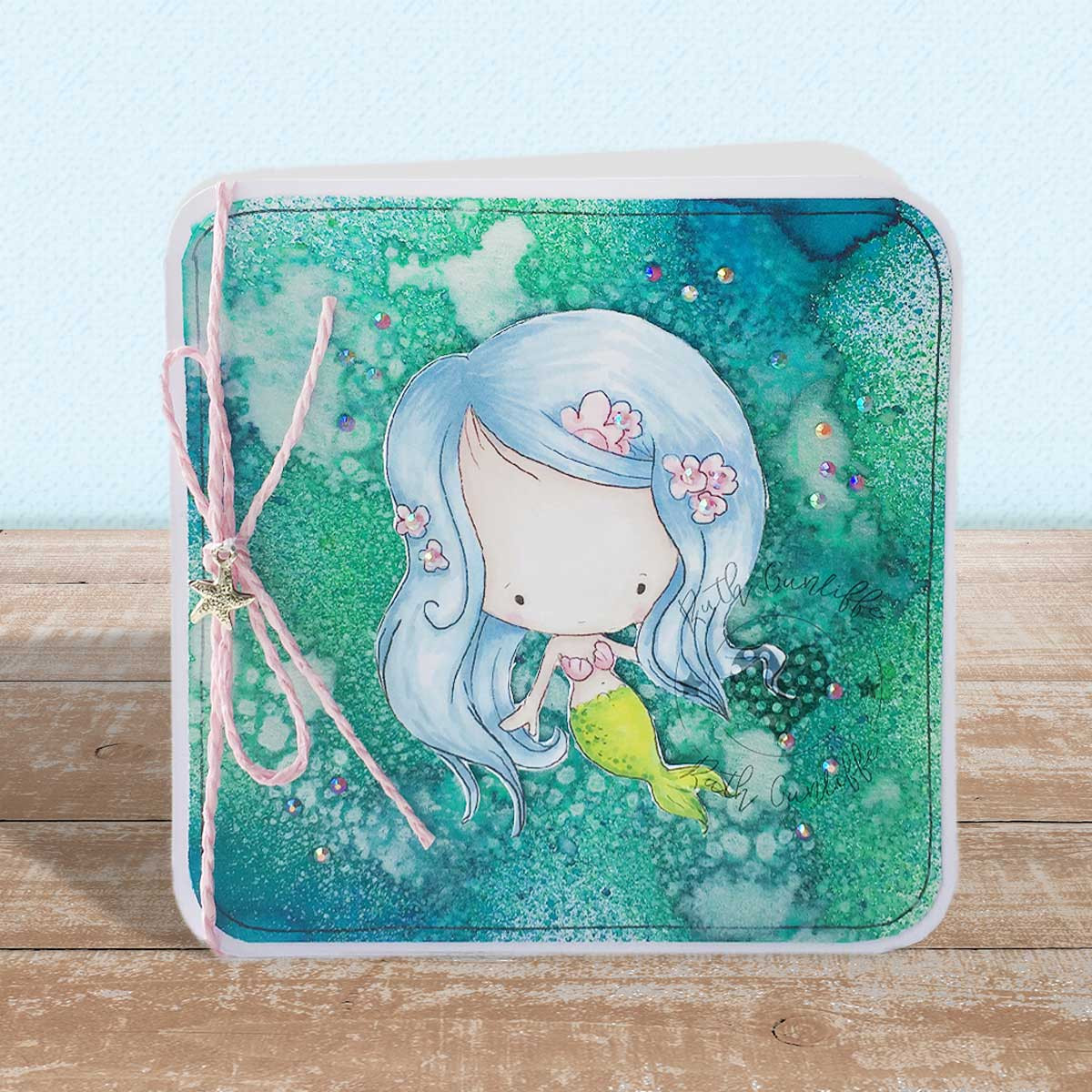 Lil Miss Mermaid dolphin Digital Stamp