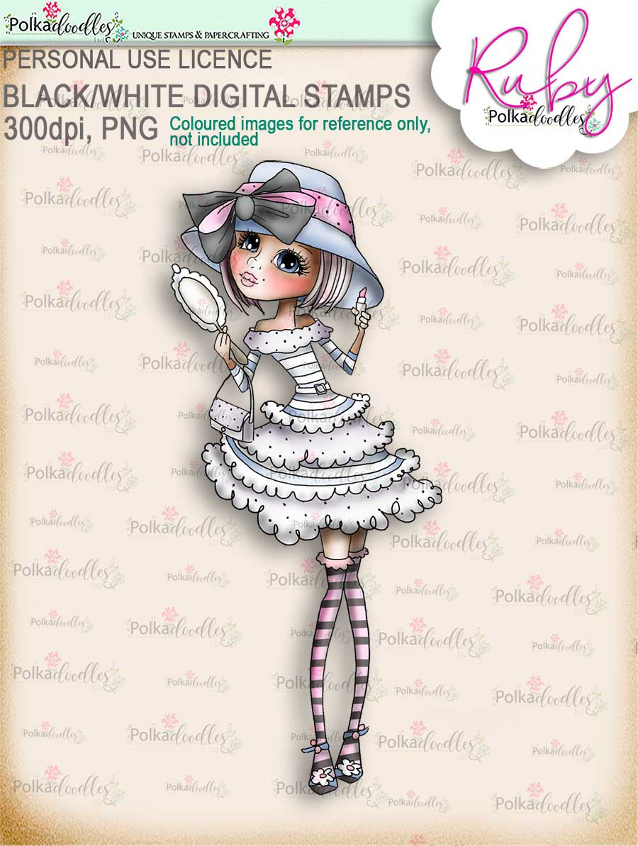 Ruby Looking Pretty - COLOUR digi stamp printable download ...