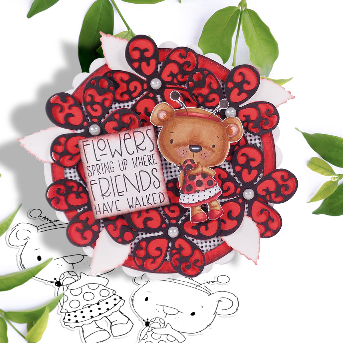 Bella Bear Ladybug - Precoloured digi stamp, SVG/DXF Cutting File ...
