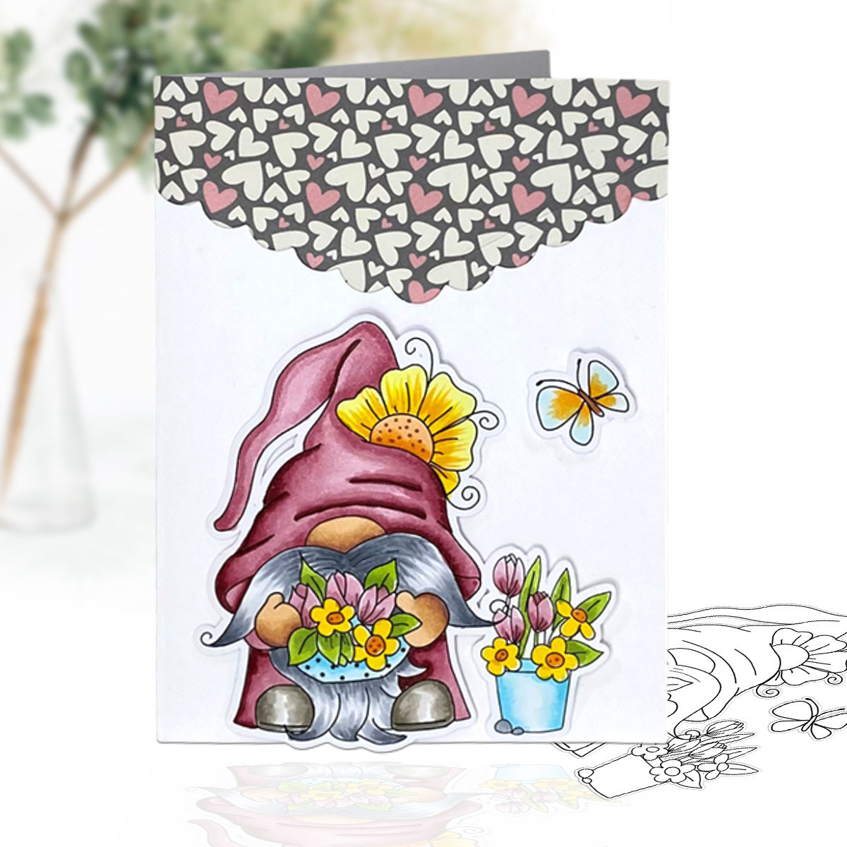 Spring Gnomes - 12 digital stamps, papers, quotes & SVG for cards ...