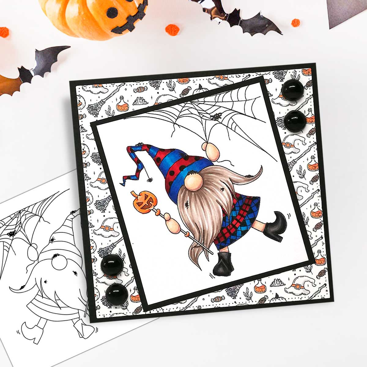 Fang-tastic Halloween Gnome digital stamp - (COLOUR) printable clipart ...