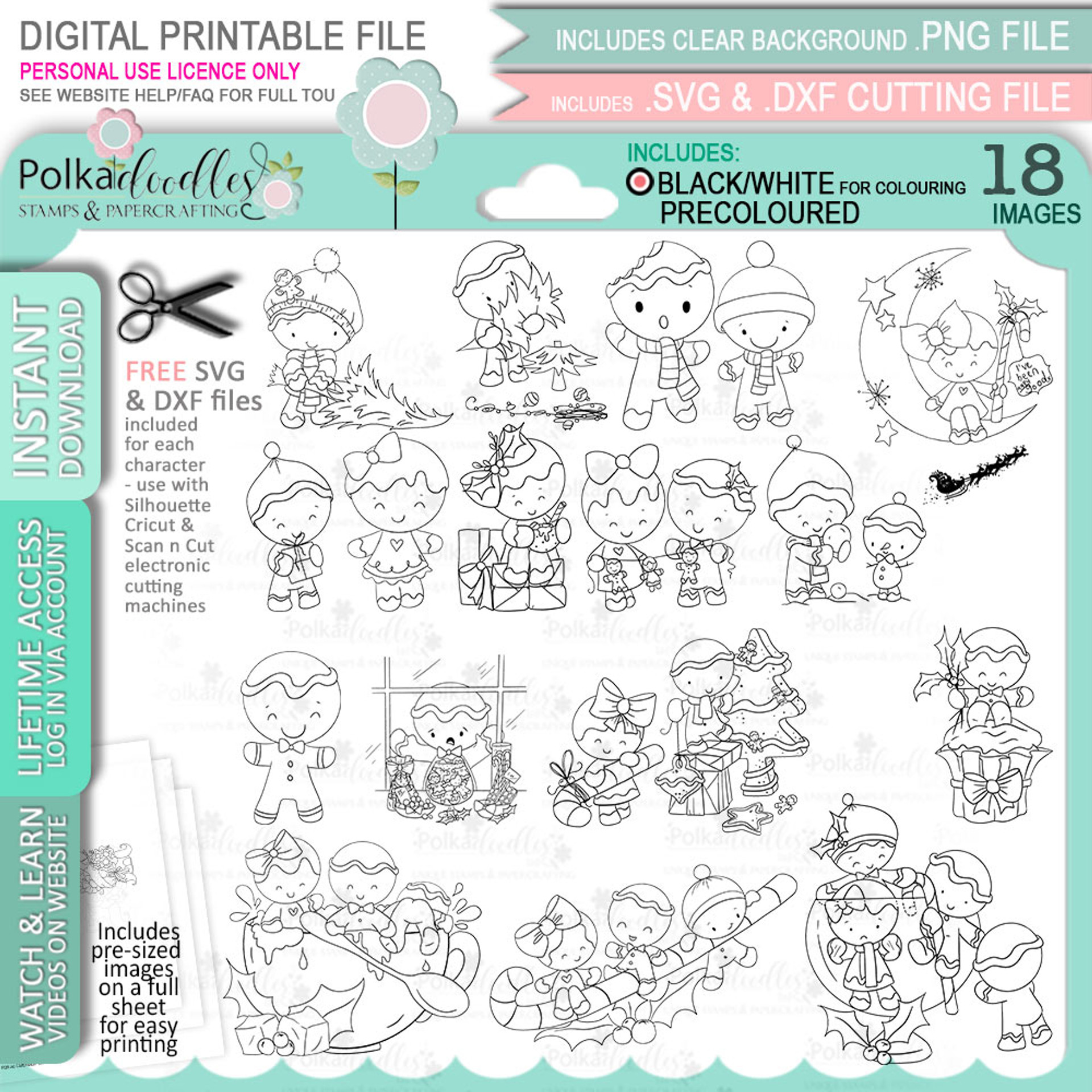 Card making Printables - Christmas holiday printables - Gingerbread ...