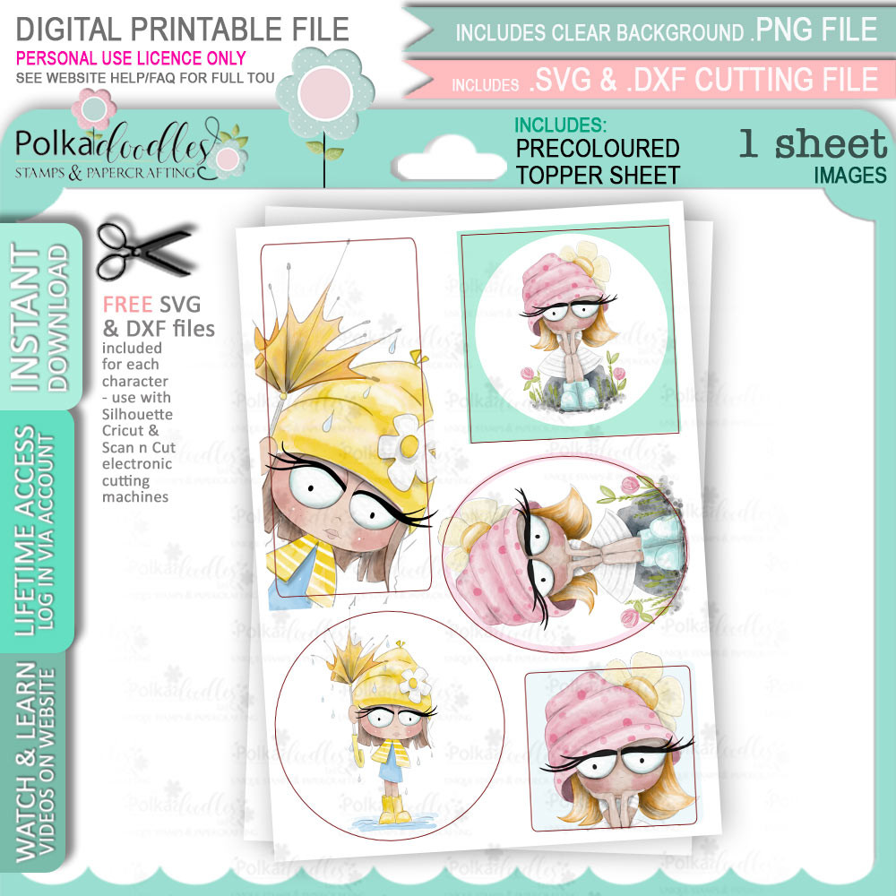 cute girl with sassy attitude digital craft stamp printables for ...