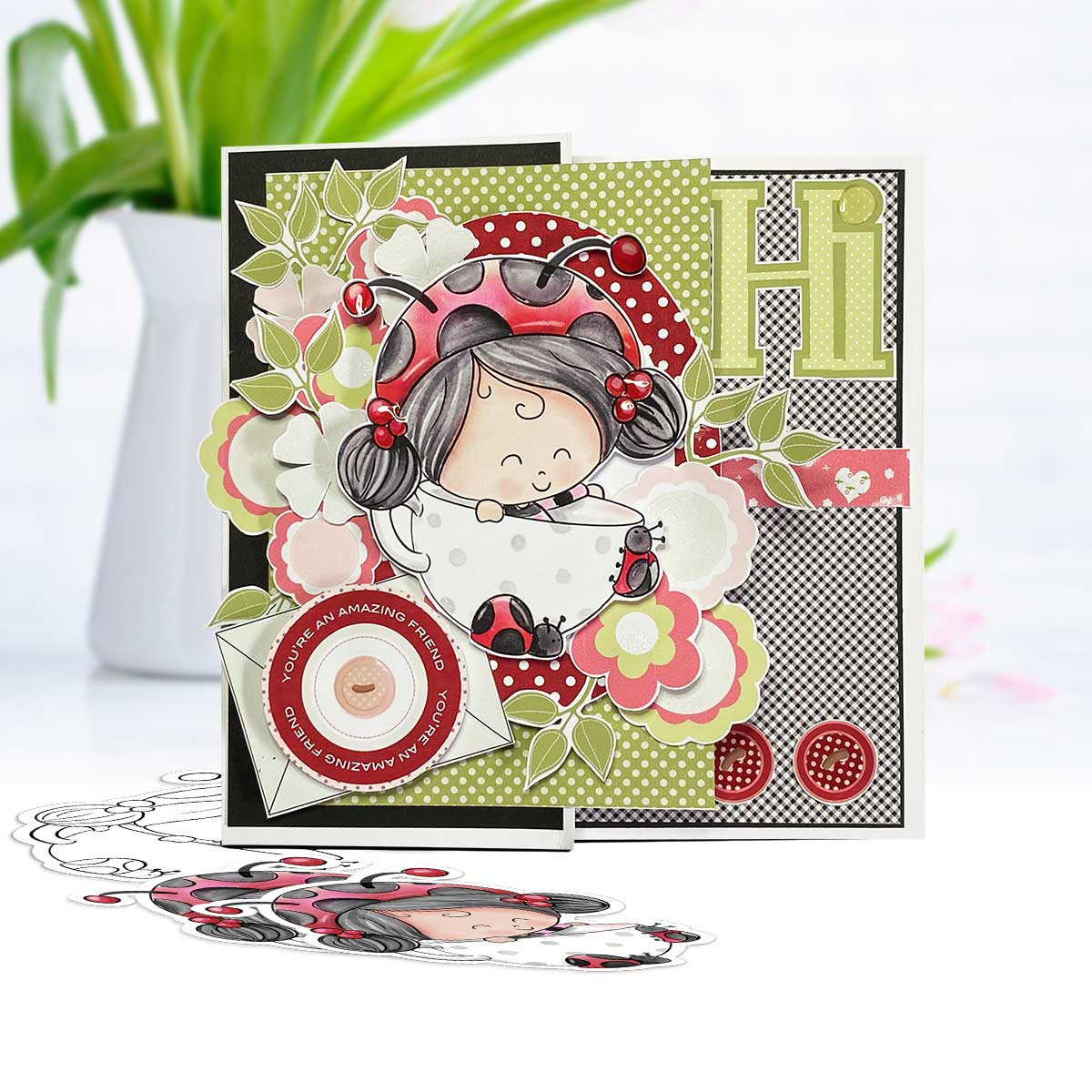 Adorable Ladybird digital stamp printable downloads for card making and ...