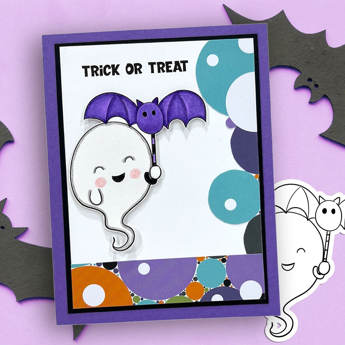 Ghastly Ghost Halloween printable digital stamp craft card making ...