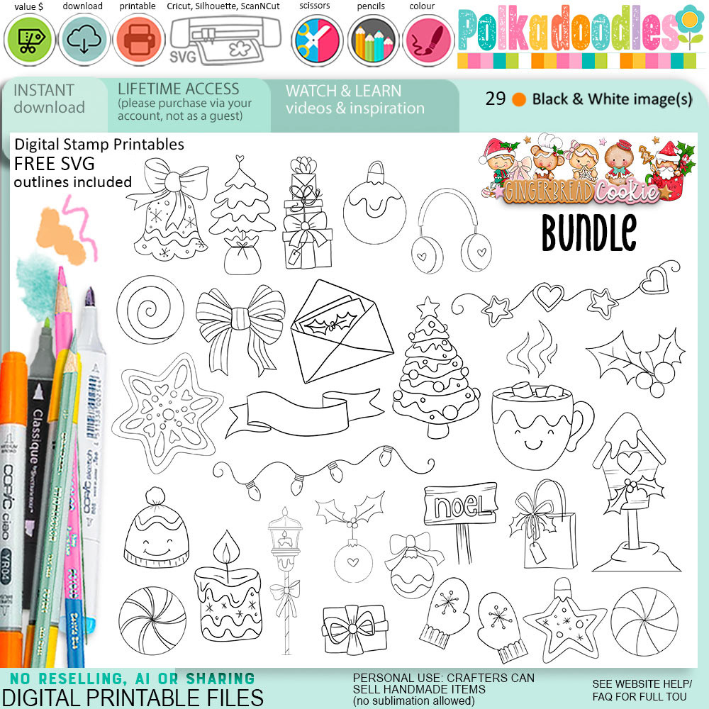 Sweet Christmas clipart bundle - Gingerbread Cookie digital stamp ...