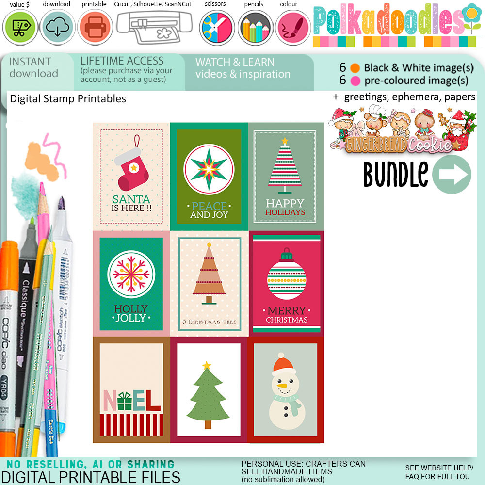 Cosy Gingerbread Cookie Christmas digistamp clipart digital stamps ...