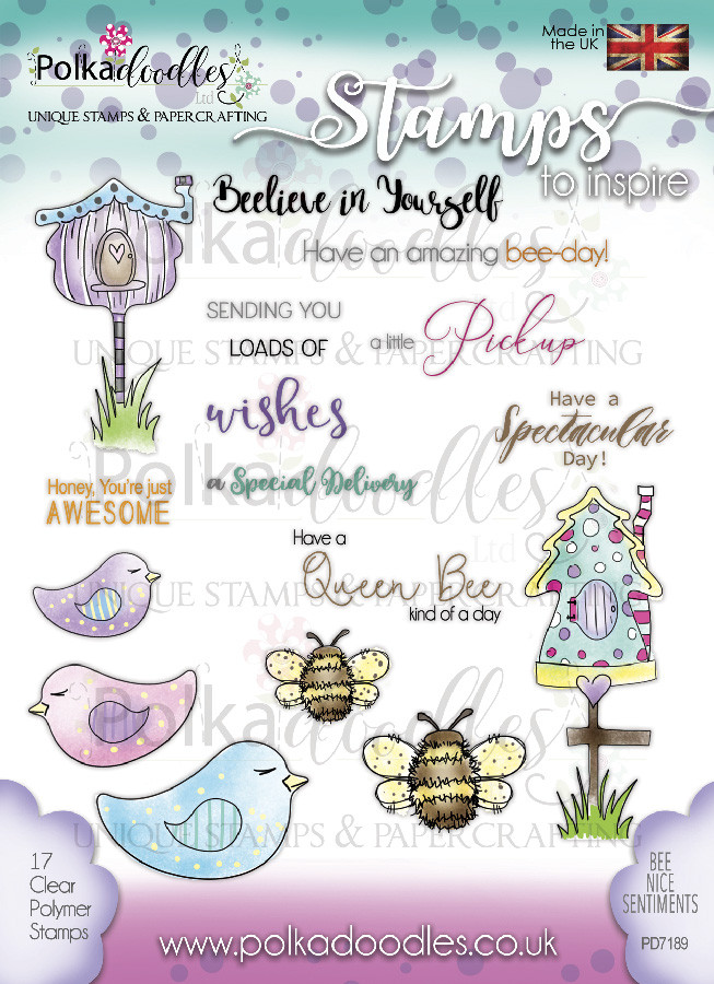 Bee Nice - 17 Clear Stamps - Polkadoodles card making, craft ...