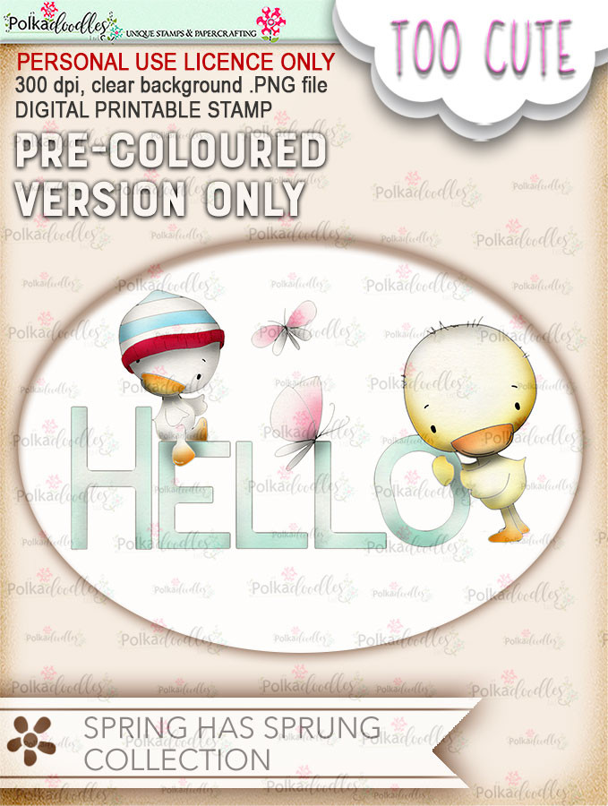 Hello Spring - COLOURED Printable Digital download