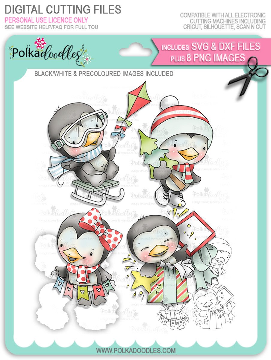 Wanda Penguin Surprise! - digi stamp/with SVG/DXF Cutting File ...