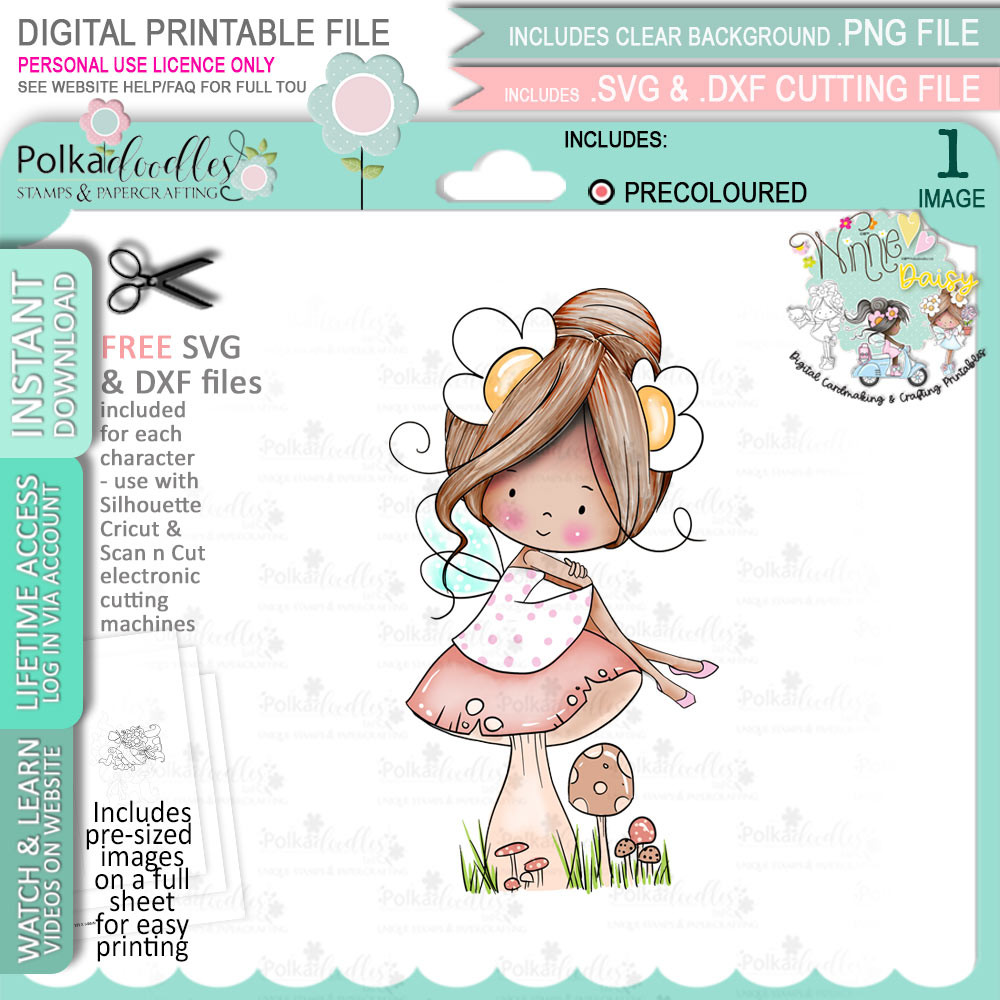 Flower Fairy sitting - Winnie Daisy Fairy cute girl printable clipart ...