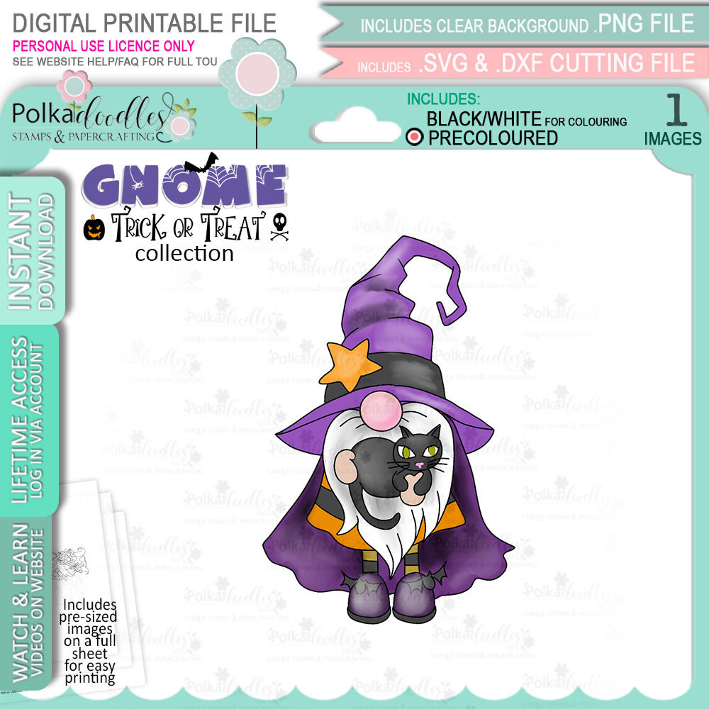 Witch Cauldron Halloween Gnome digital stamp - printable clipart for ...