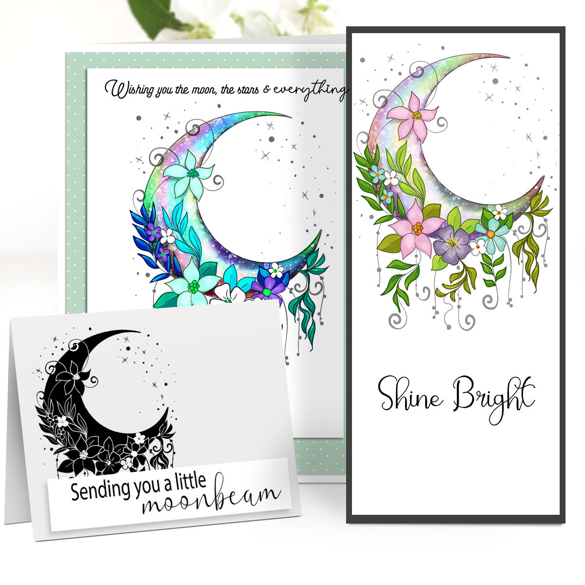Fantasy Moon - printable craft digital stamp download, SVG, papers ...